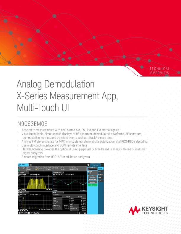 Analog Demodulation X-Series Measurement App, Multi-Touch UI PDF Asset Page | Keysight